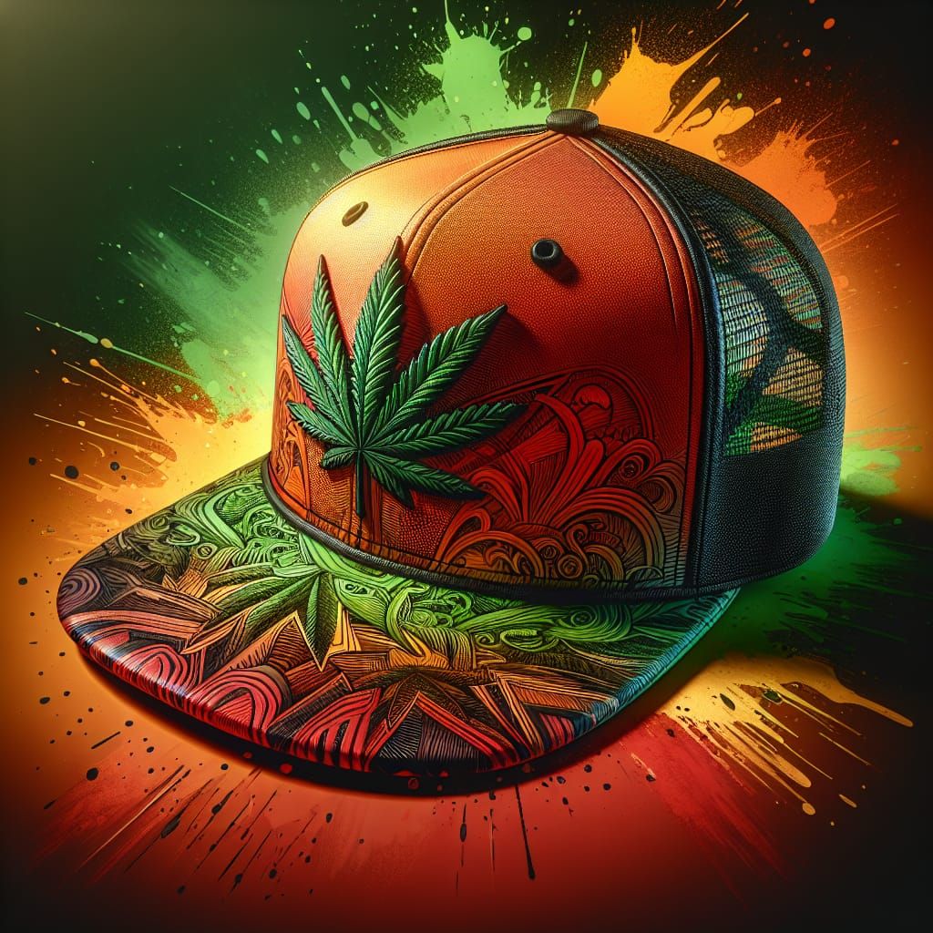 realistic orange, green and black trim colored baseball cap with ...