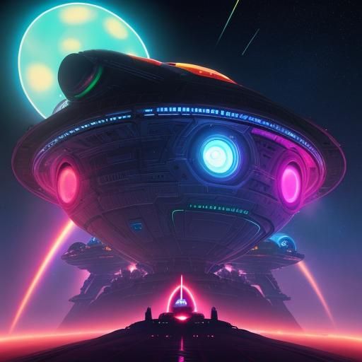 Neon Spaceship - AI Generated Artwork - NightCafe Creator