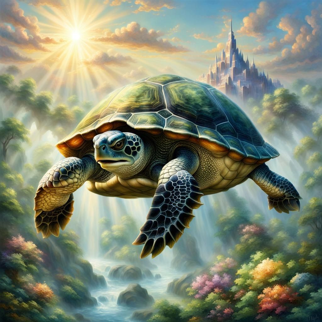 Giant turtle. Planet earth balancing on its back ethereal fantasy ...