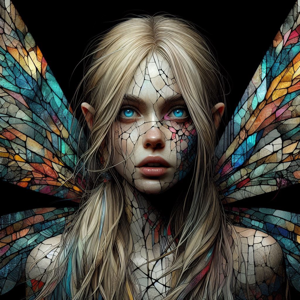 Cracked Stained Glass Fairy - AI Generated Artwork - NightCafe Creator
