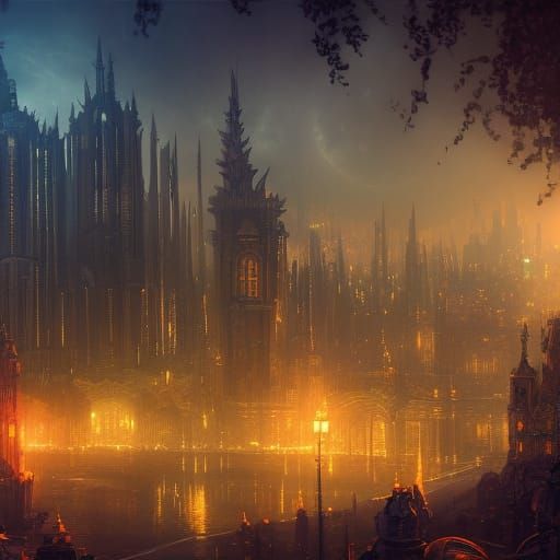 A city at night - AI Generated Artwork - NightCafe Creator