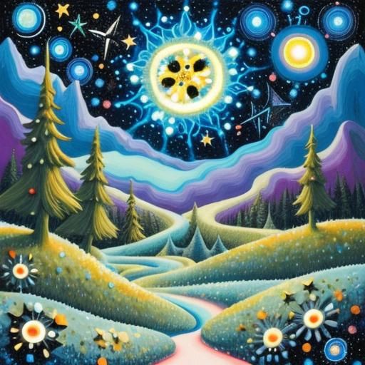 Adorable whimsical celestial dreamscape by Richard M. Powers and Renie ...