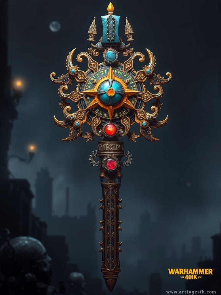 Ethereal Warhammer 40K Sceptre Exudes Ancient Myst... - AI Art