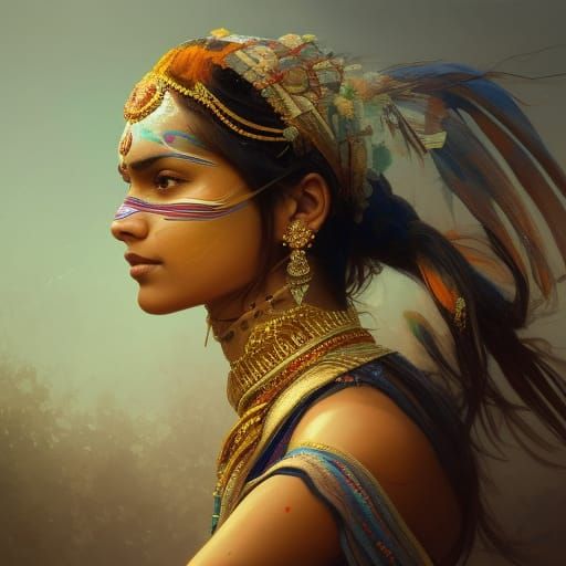 indian girl with Mask - AI Generated Artwork - NightCafe Creator