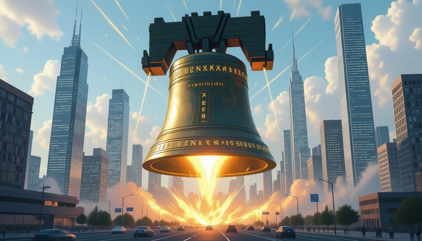 Magical Bell Destroys City in Dystopian Future - AI Art