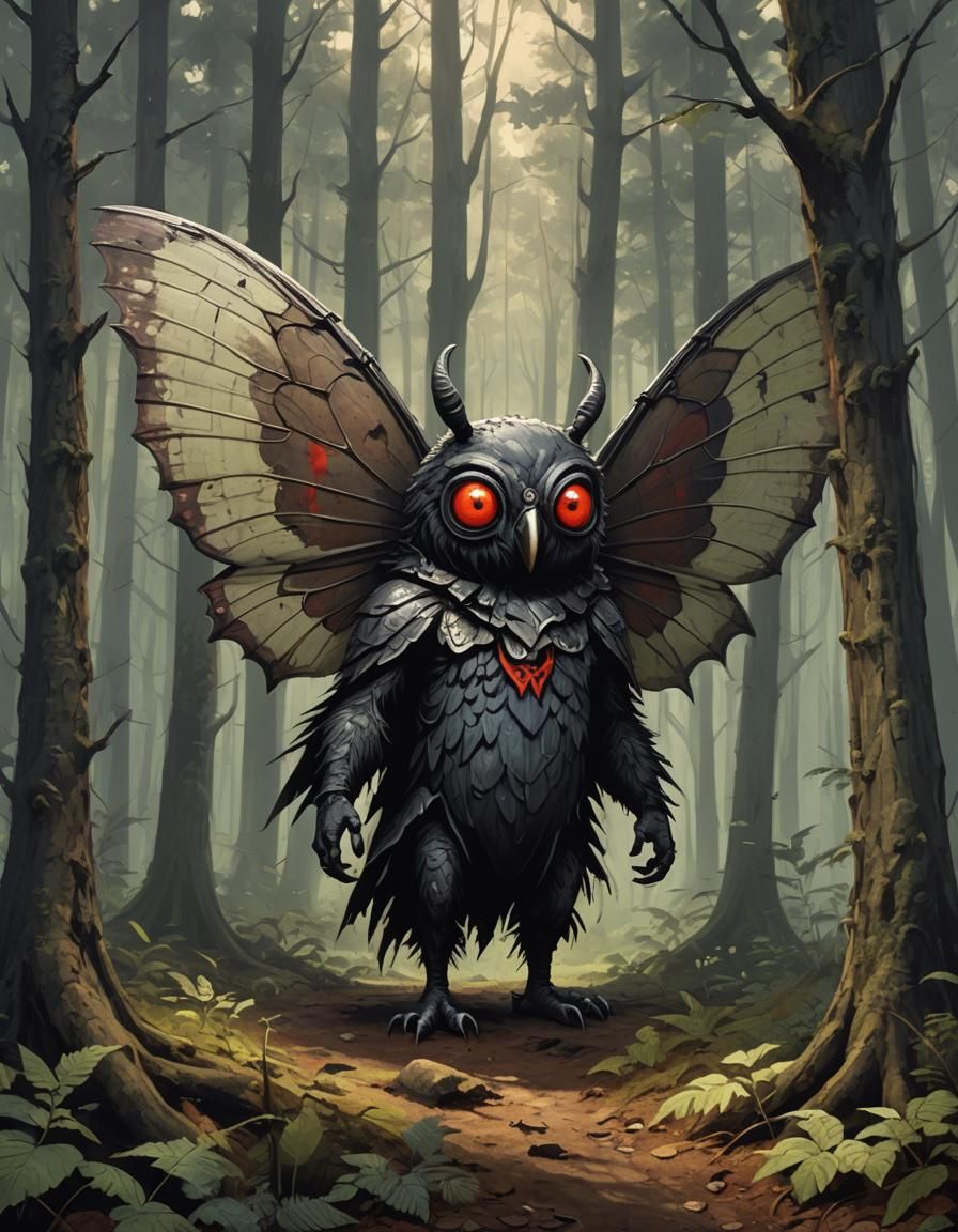 cute mothman cryptid spooky forest - AI Generated Artwork - NightCafe ...