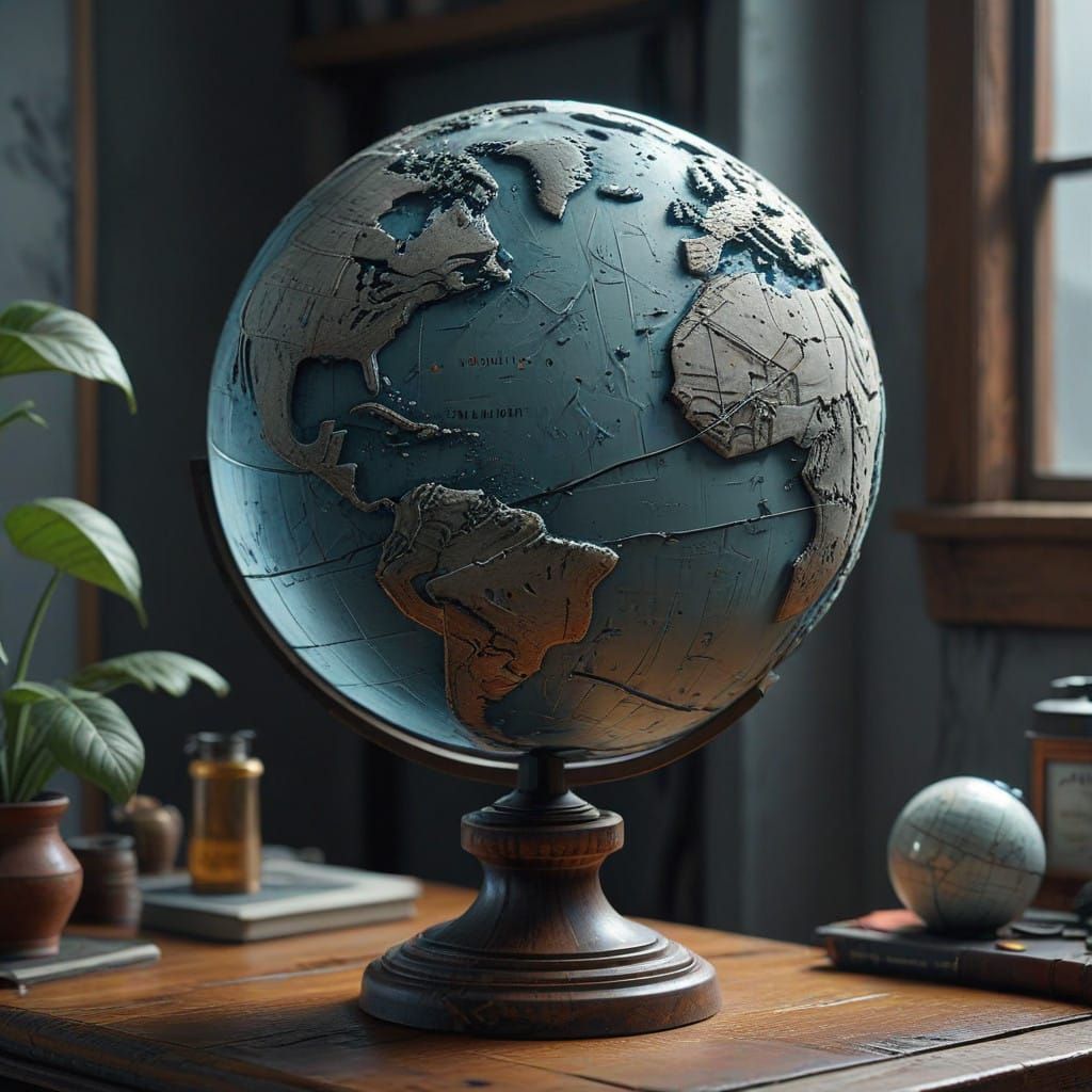 3D drawing of the Earth - Realistic 3D Earth with Miniature...