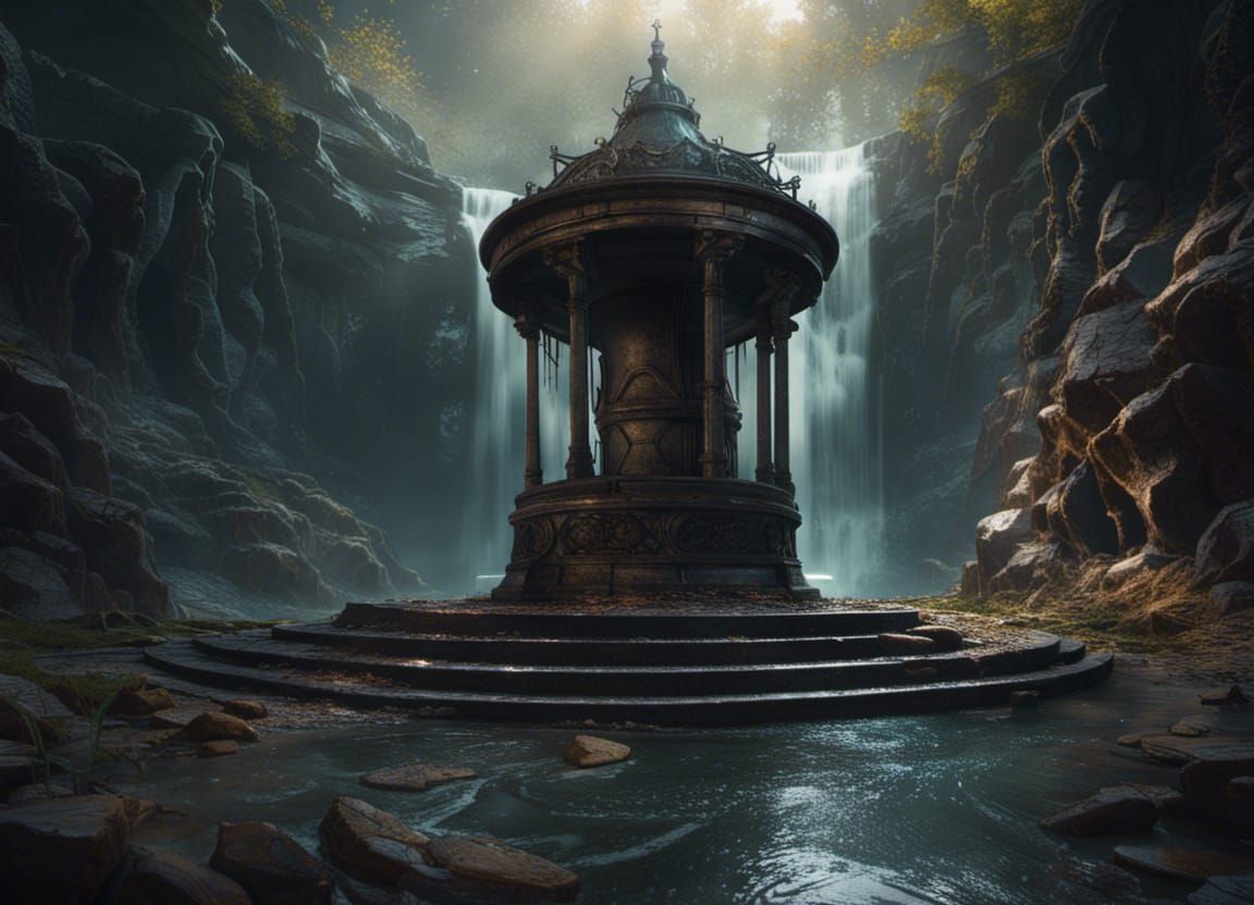 Scary well with water flowing out a masterpiece, 8k resolution, dark ...
