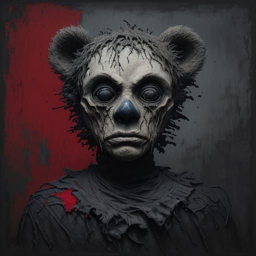 The Watcher - Disturbing Abstract Teddy Bear Sculpture in D...