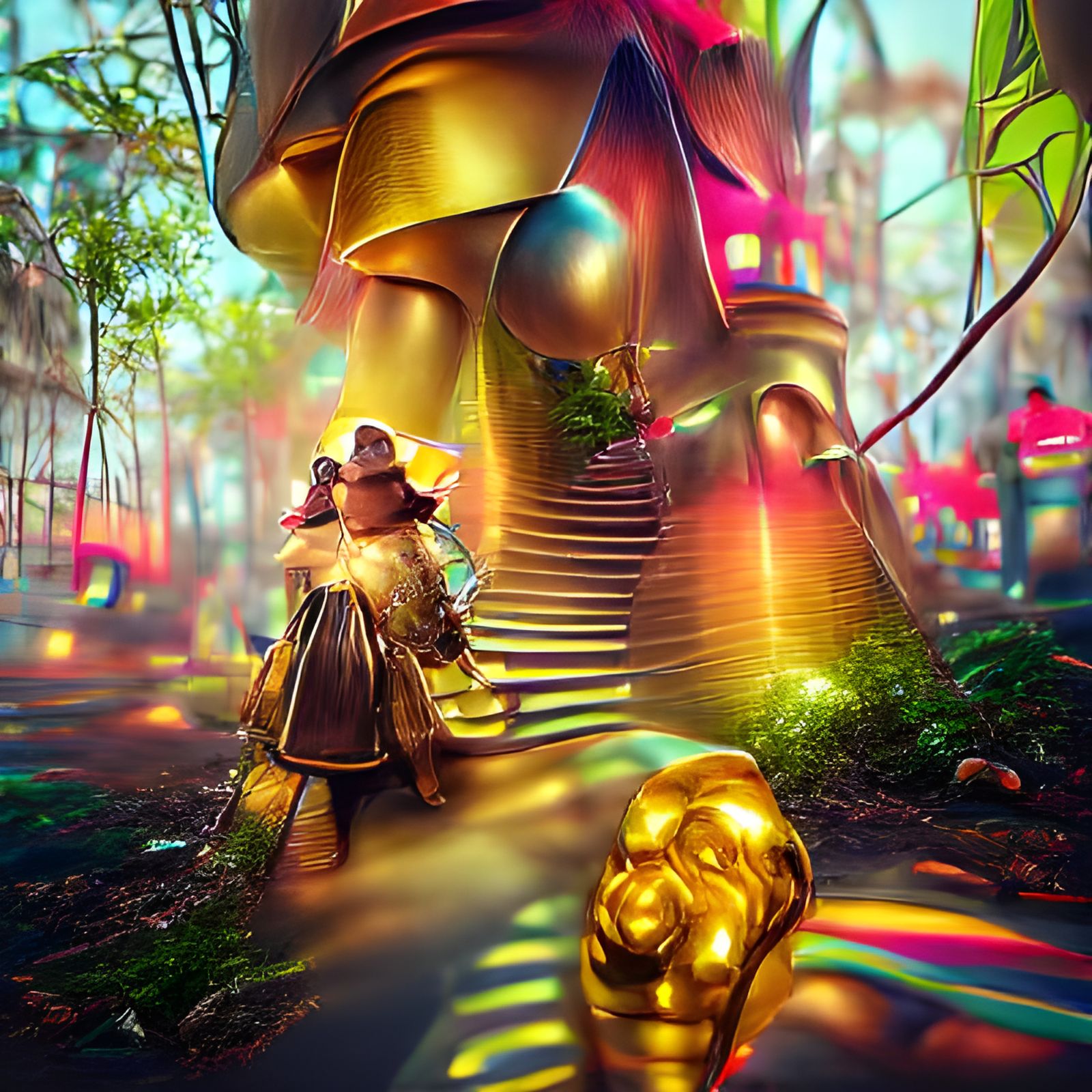 Gold wizard of oz in the jungle - AI Generated Artwork - NightCafe Creator