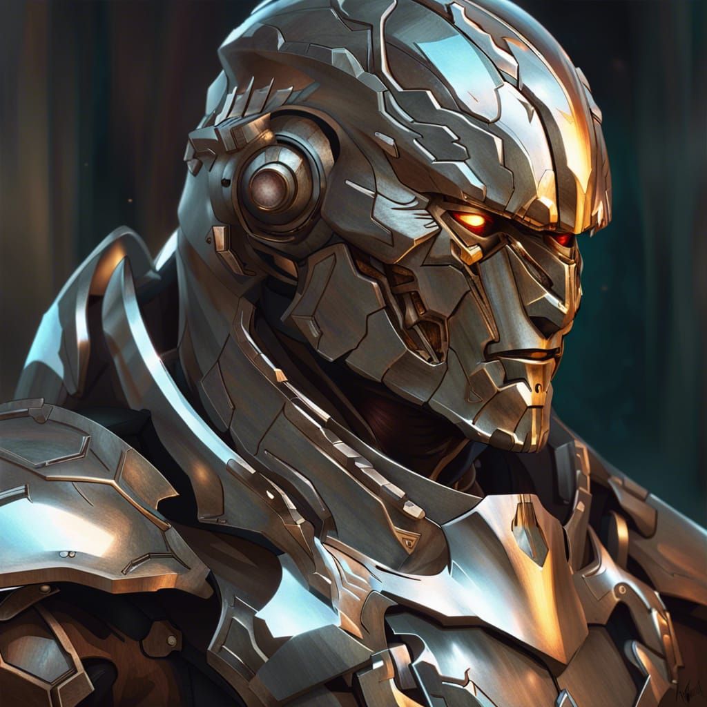 male warforged made of wood and chrome - AI Generated Artwork - NightCafe Creator