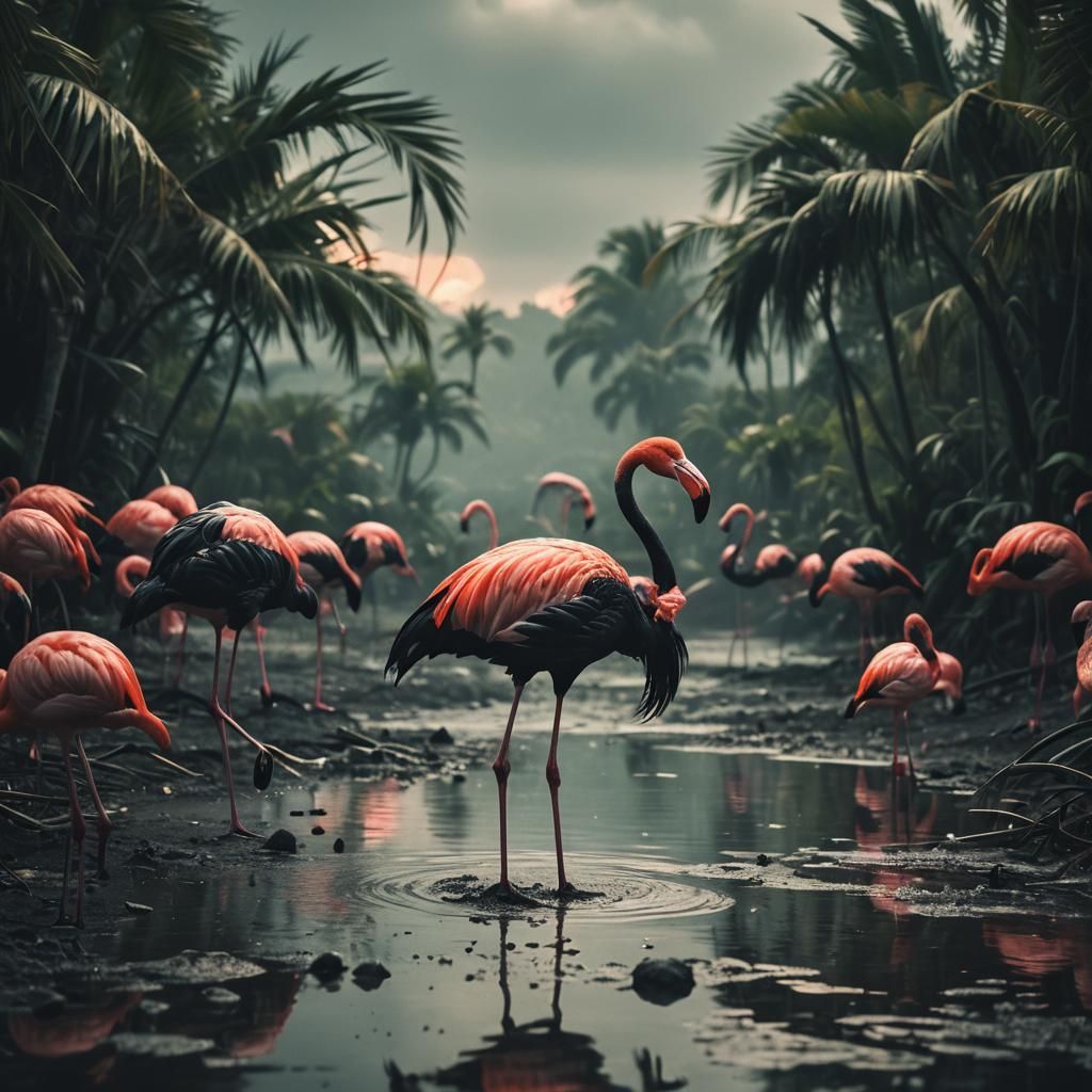 black Flamingo Cinematic film still, shot on v-raptor XL, film grain ...