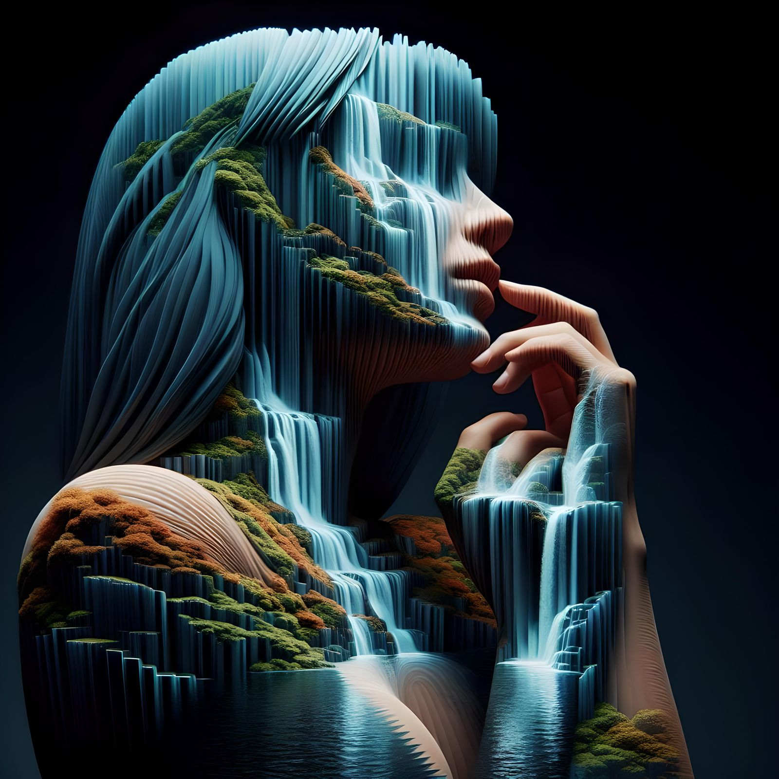 Waterfall - AI Generated Artwork - NightCafe Creator