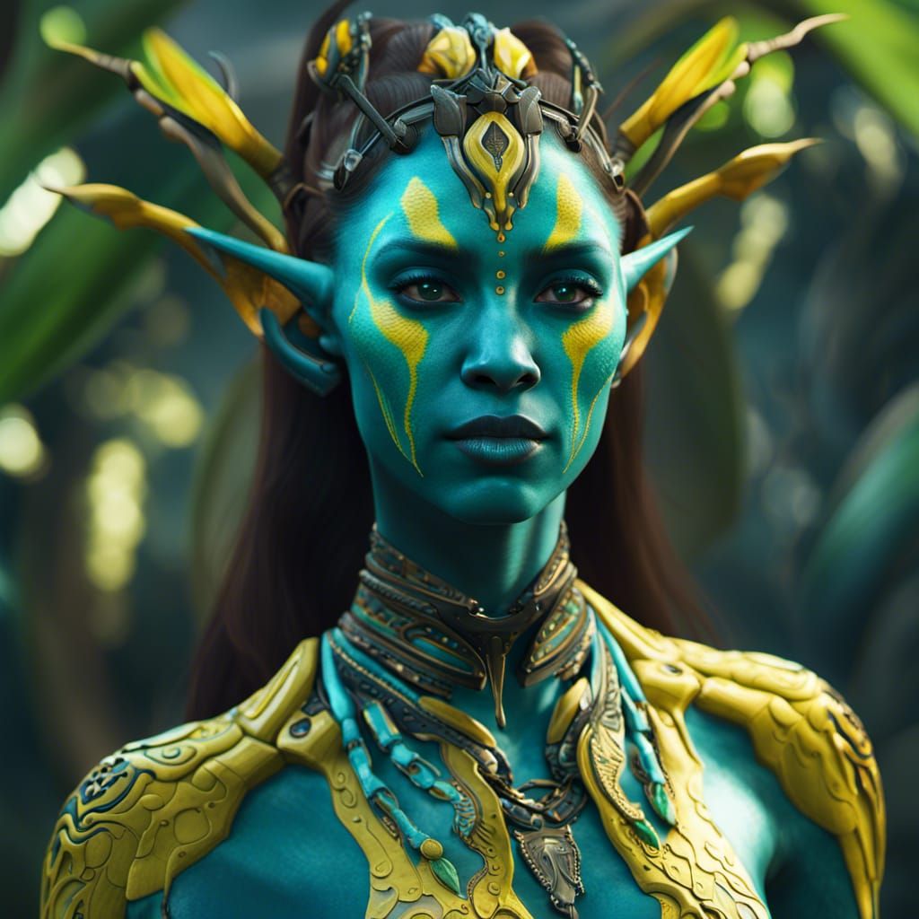 Female Na'vi with teal skin - AI Generated Artwork - NightCafe Creator