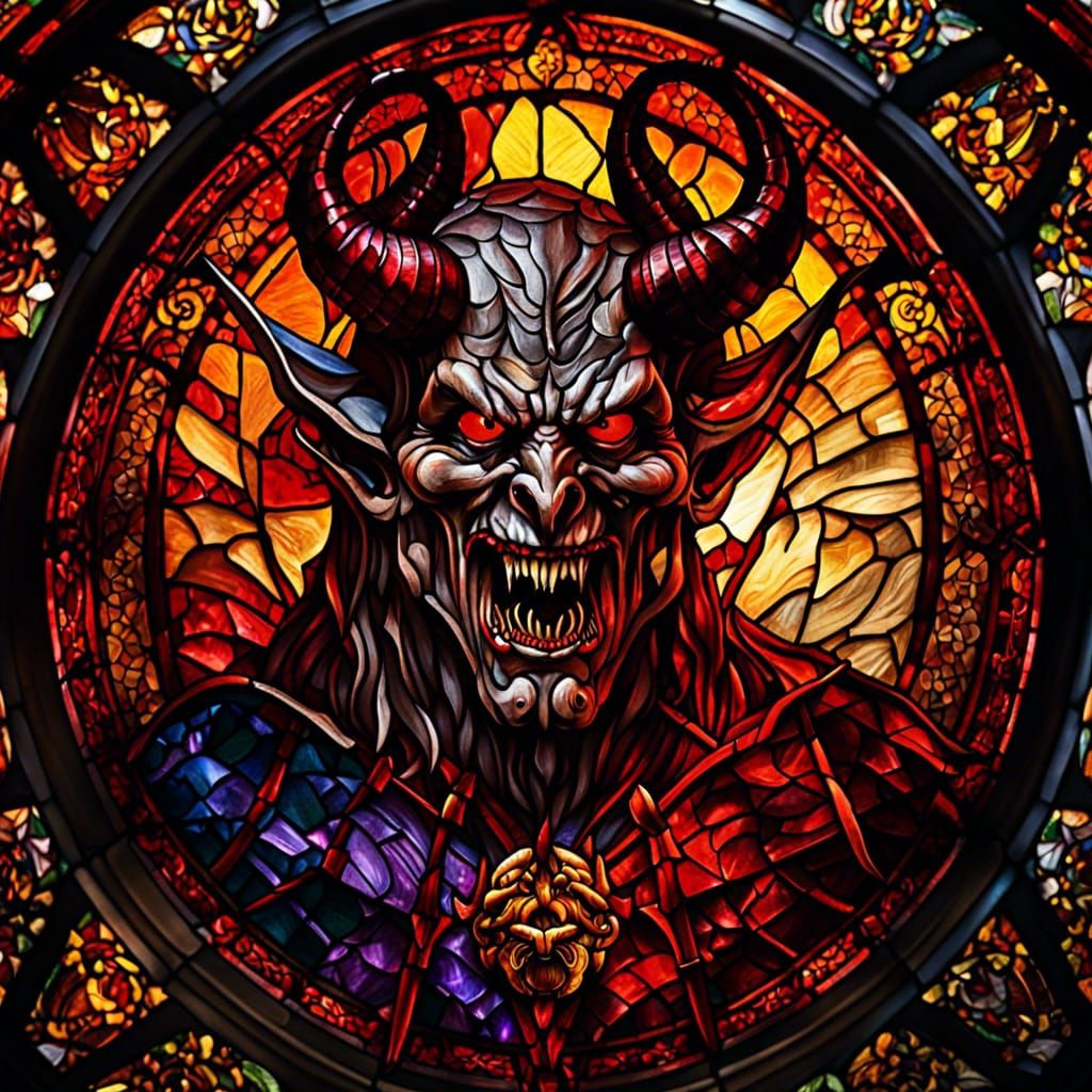 Satanic Stained Glass - AI Generated Artwork - NightCafe Creator