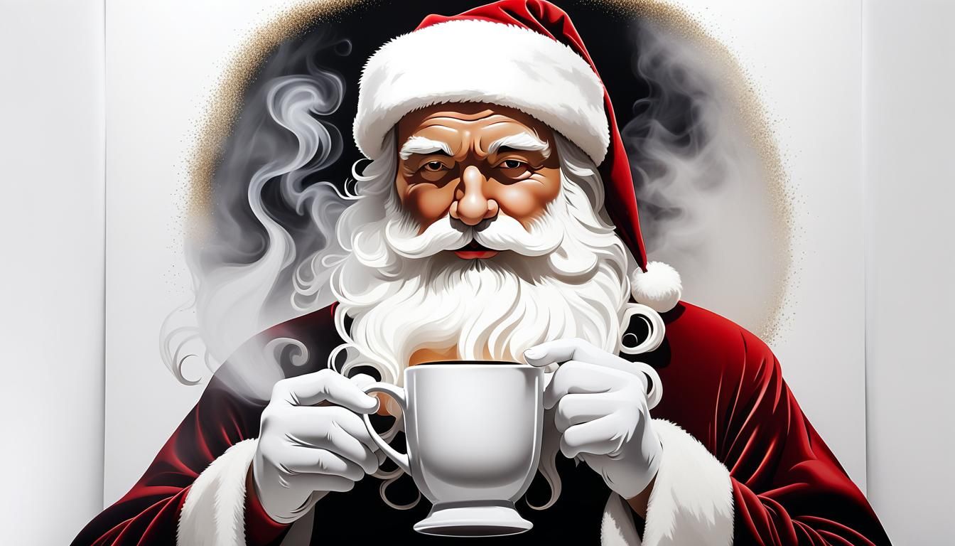 Santa Claus drinking a tasty steaming and aromatic coffee - AI ...