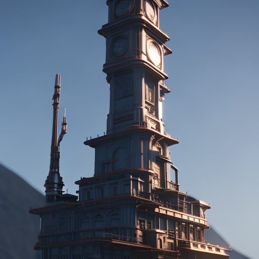 Gasworks Clocktower - AI Generated Artwork - NightCafe Creator