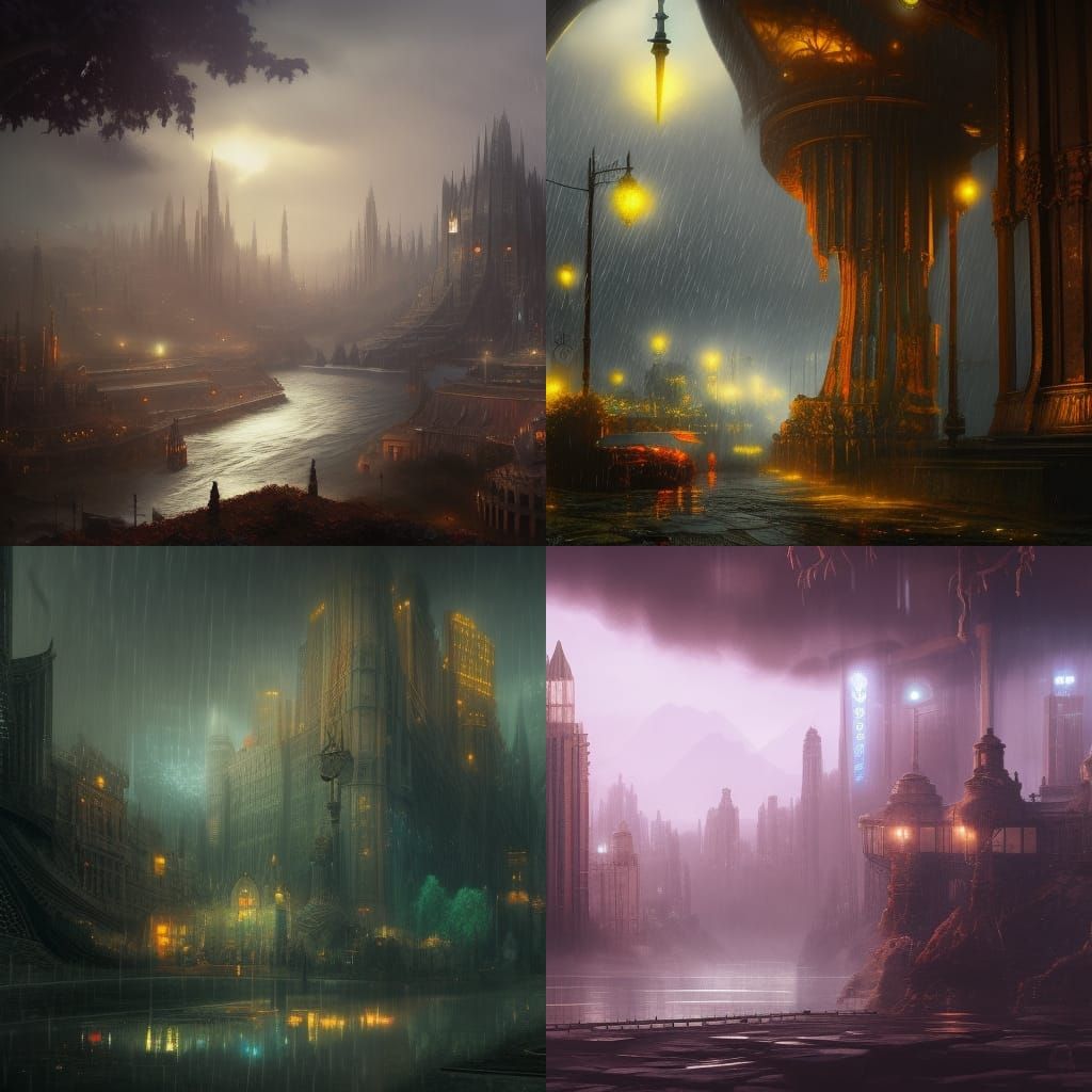 a rain gothic city - AI Generated Artwork - NightCafe Creator