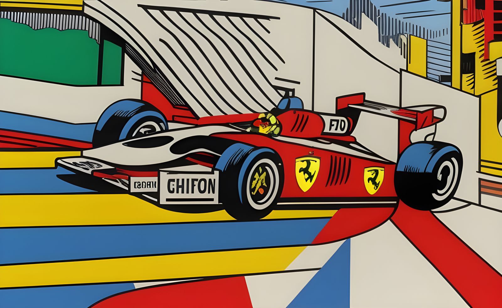 Roy Lichtenstein F1 ferrari - AI Generated Artwork - NightCafe Creator