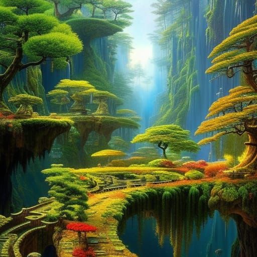 Upper Kaiss, Garundia - The Mystical Living Bridge - AI Generated ...