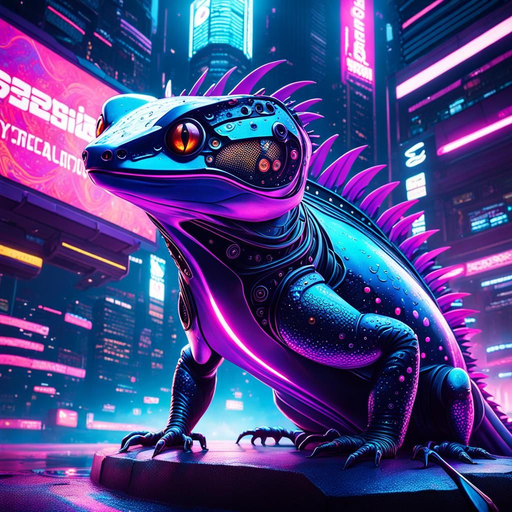 cyberpunk gecko, galaxy sky, high resolution detailed digital art ...