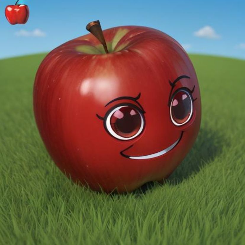 Well shaped happy red apple in style of (Cute Chibi apple:1.5) with ...