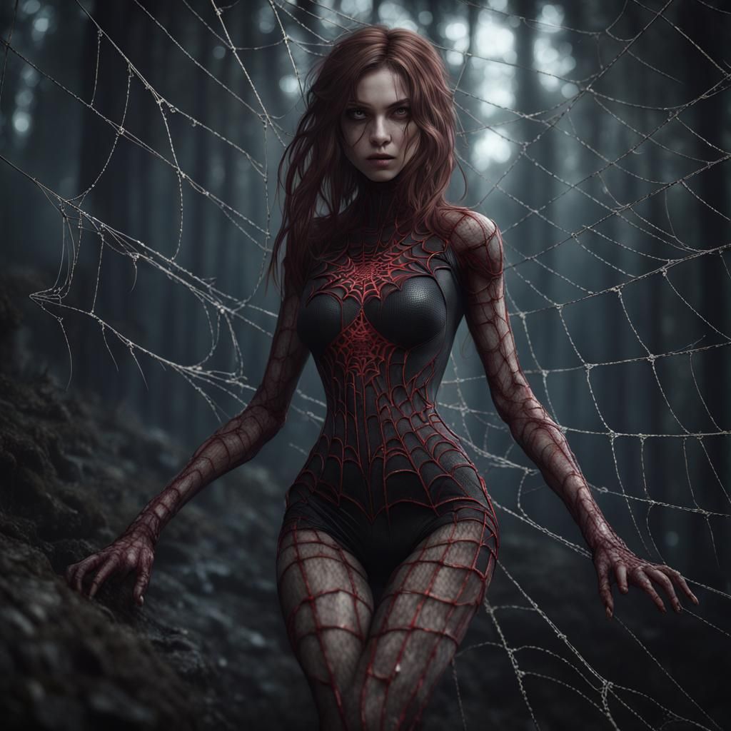 spiderweb, dark spiderwoman - AI Generated Artwork - NightCafe Creator