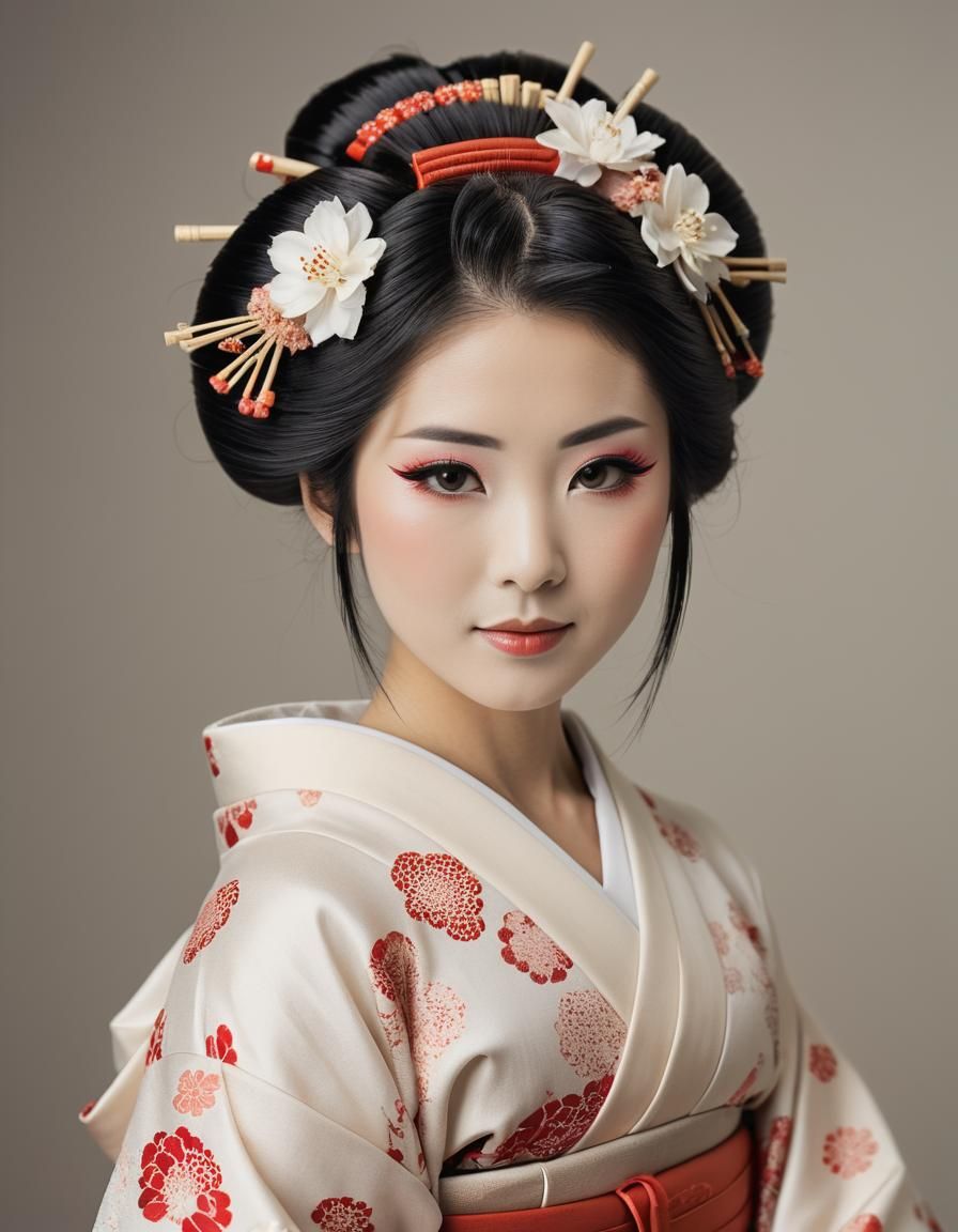 Geisha Lady (variations) - Elegant Geisha Woman in Tradition...