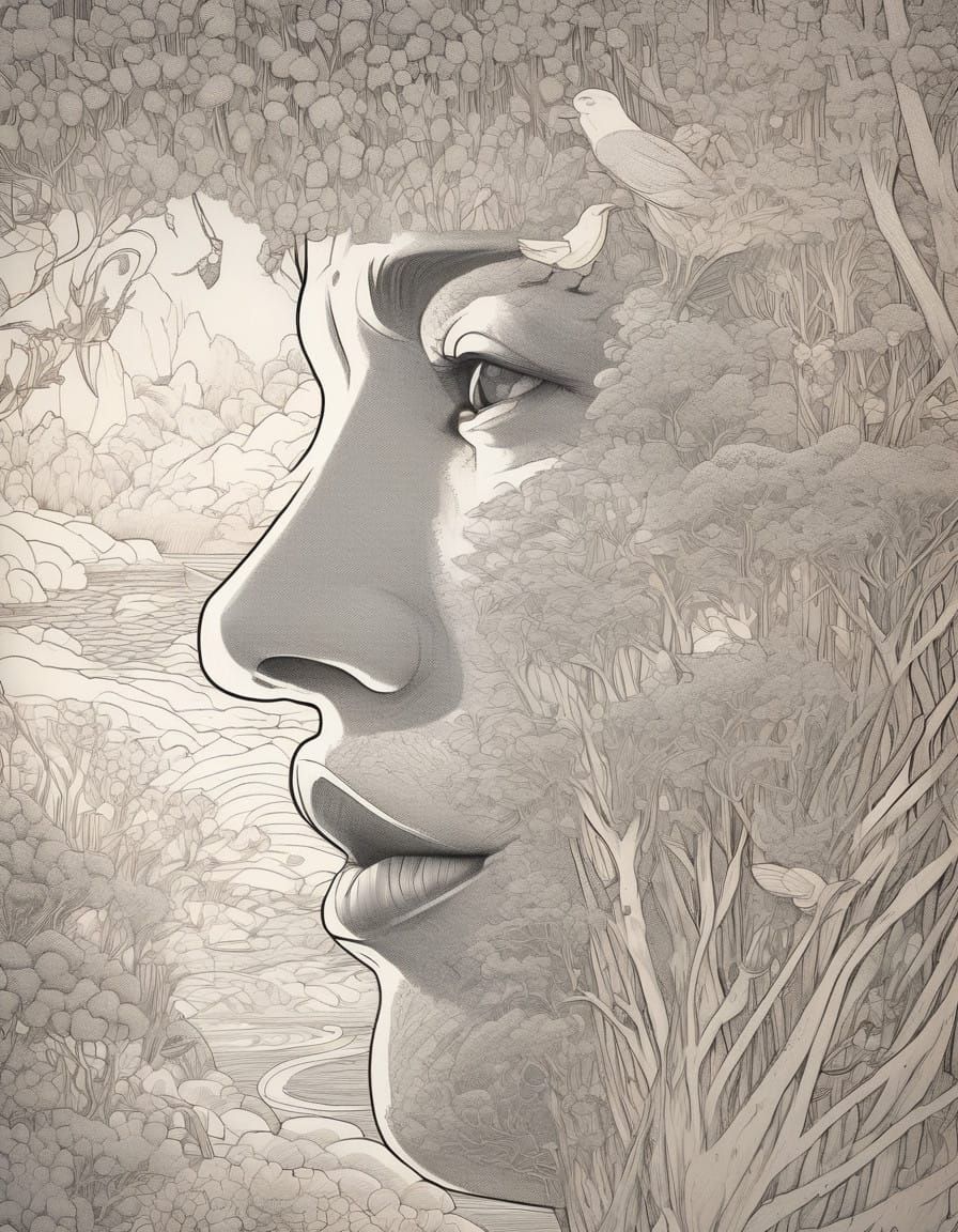 Line drawing - Whimsical Miyazaki-Inspired Line Drawing