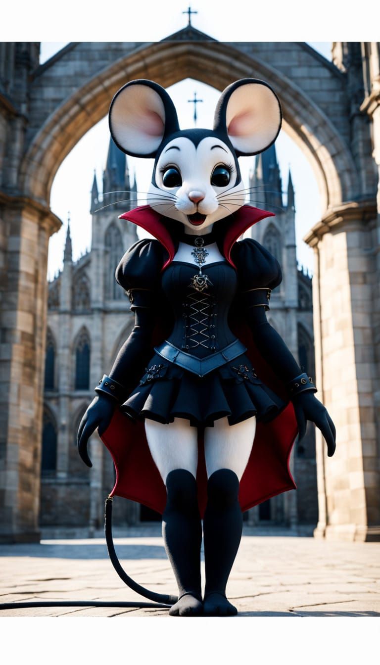 A gothic mouse female furry beautiful elegant thick curves standing and ...