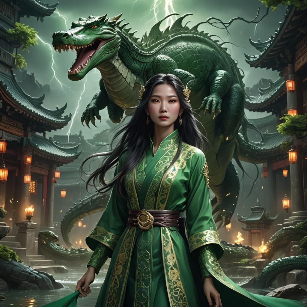 Royals Xianxia in green. lightning that stands firm. crocodile . - AI ...