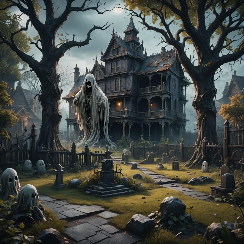 Spooky Ghost In Yard Ai Generated Artwork Nightcafe Creator