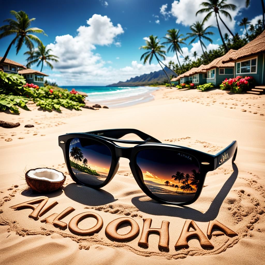 fine details featuring the phrase 'Aloha' in a Hawaiian tropical ...