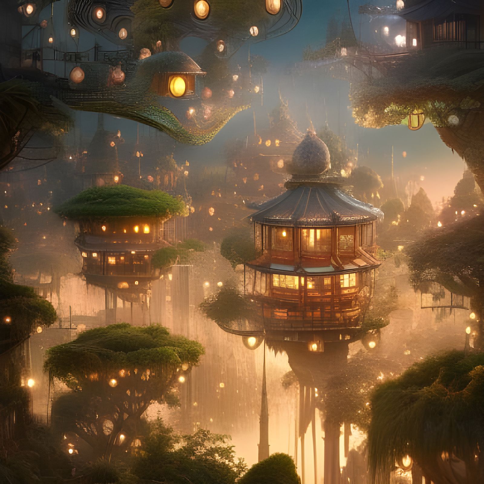 Treetop city - AI Generated Artwork - NightCafe Creator