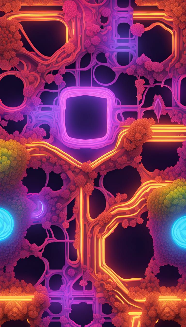 Ethereal Silicon Life Form in Neon Fractal Harmony - AI Art