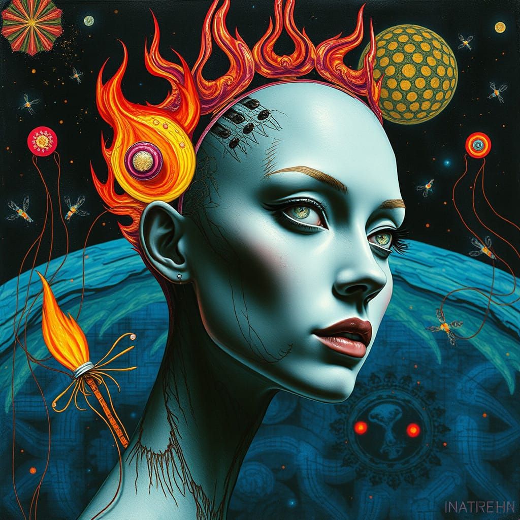 Whimsical Cyberpunk Creatures in a Vibrant, Abstra... - AI Art