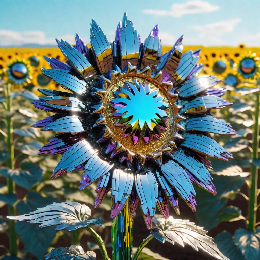 Bismuth sunflower - AI Generated Artwork - NightCafe Creator