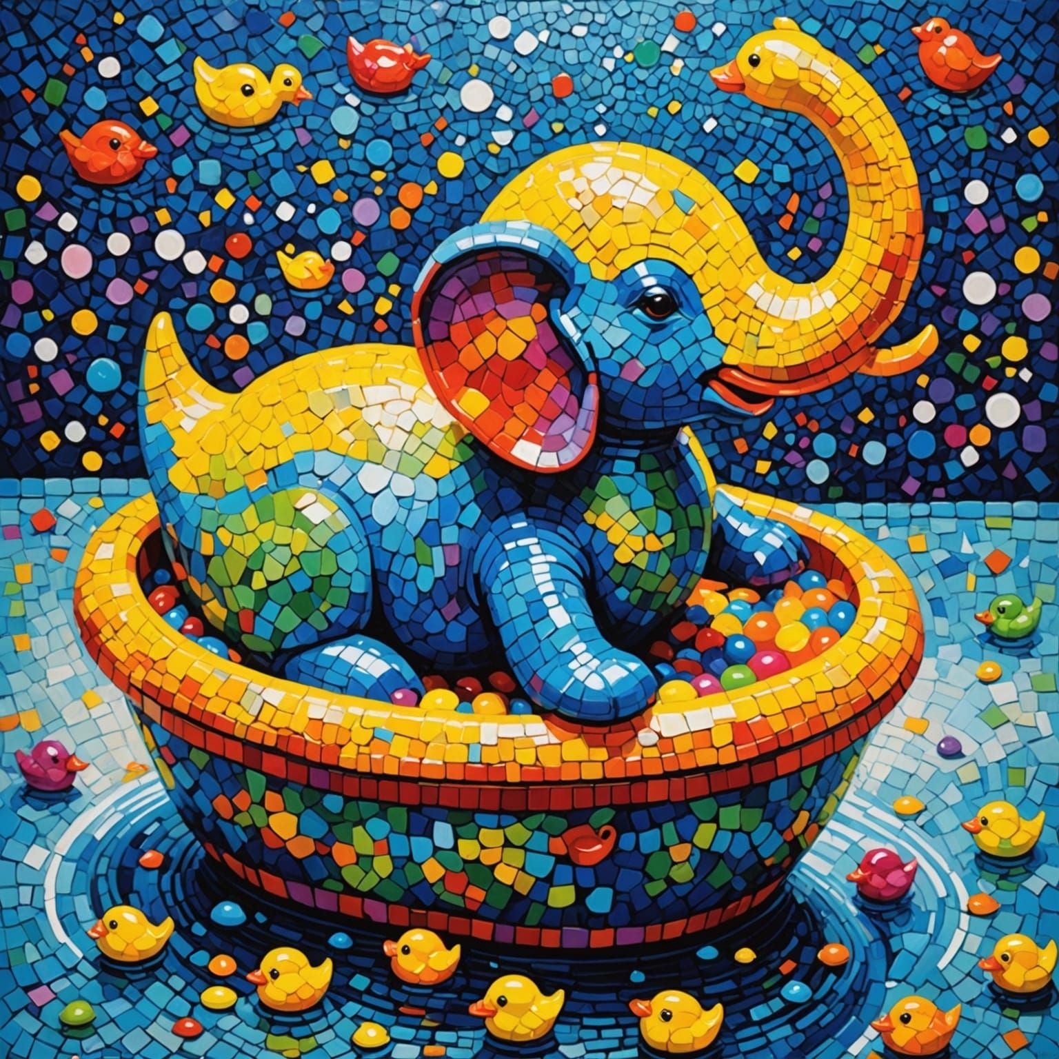 Ellie Duck - Vibrant Elephant Duck in a Bathtub