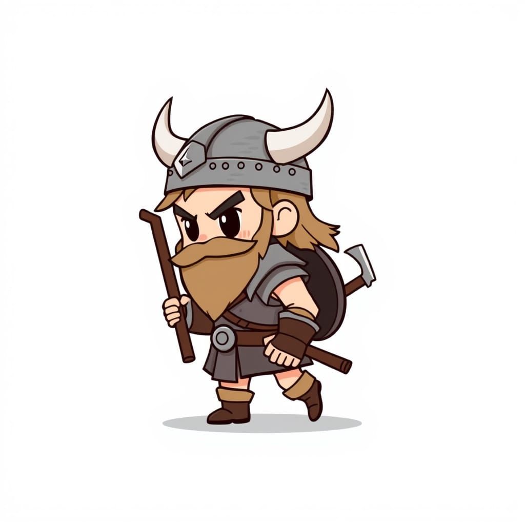Viking Warrior in Chibi Style - AI Art