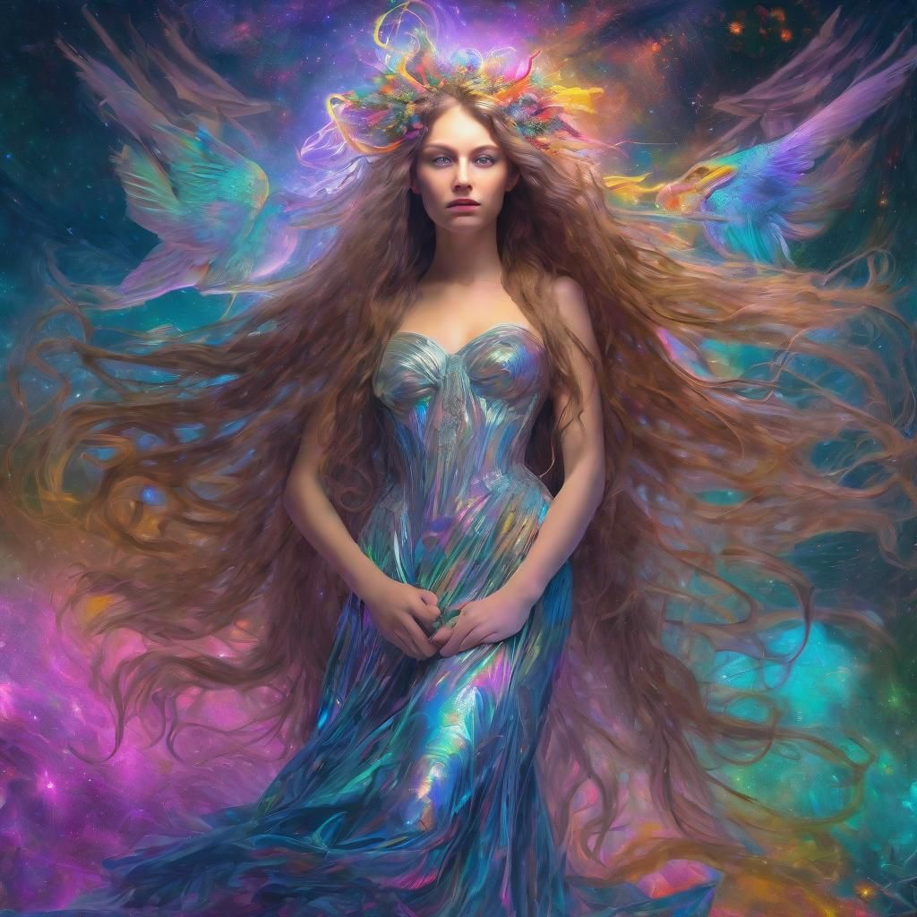 the nymphs had long hair and wore quite attractive and elegant clothes ...