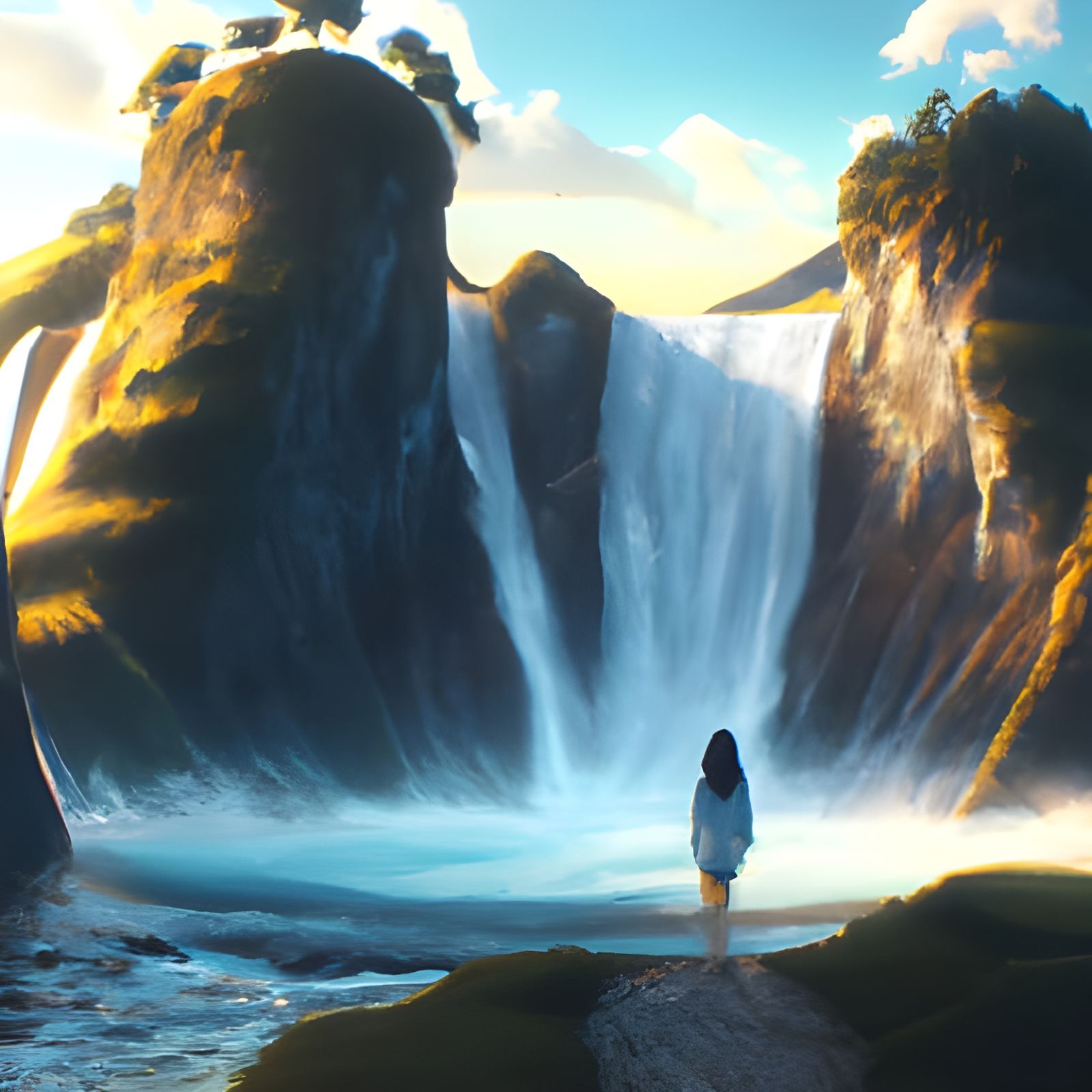 Visiting famous waterfalls - AI Generated Artwork - NightCafe Creator