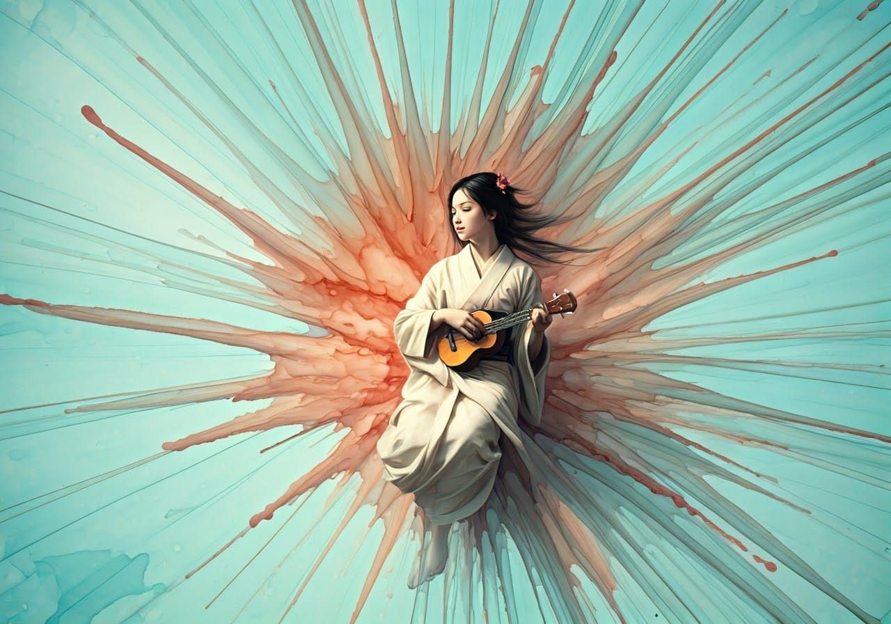 Ethereal Japanese Woman in Cherry Blossom Bloom - AI Art