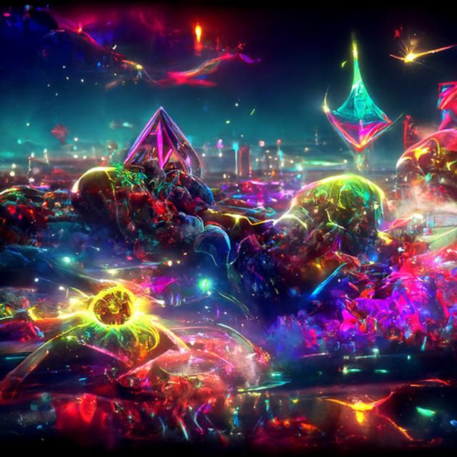 Neon kaleidoscope cityscape - AI Generated Artwork - NightCafe Creator