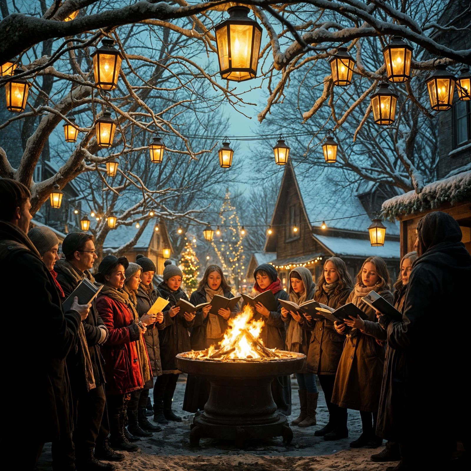 Cristmas eve night carols - Christmas Eve Village Carolers i...