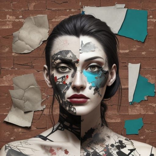 Abstract Surreal Portrait in Bold Negative Colors - AI Art