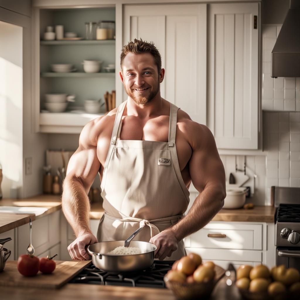 Muscular chef cooking in the morning - AI Generated Artwork - NightCafe ...
