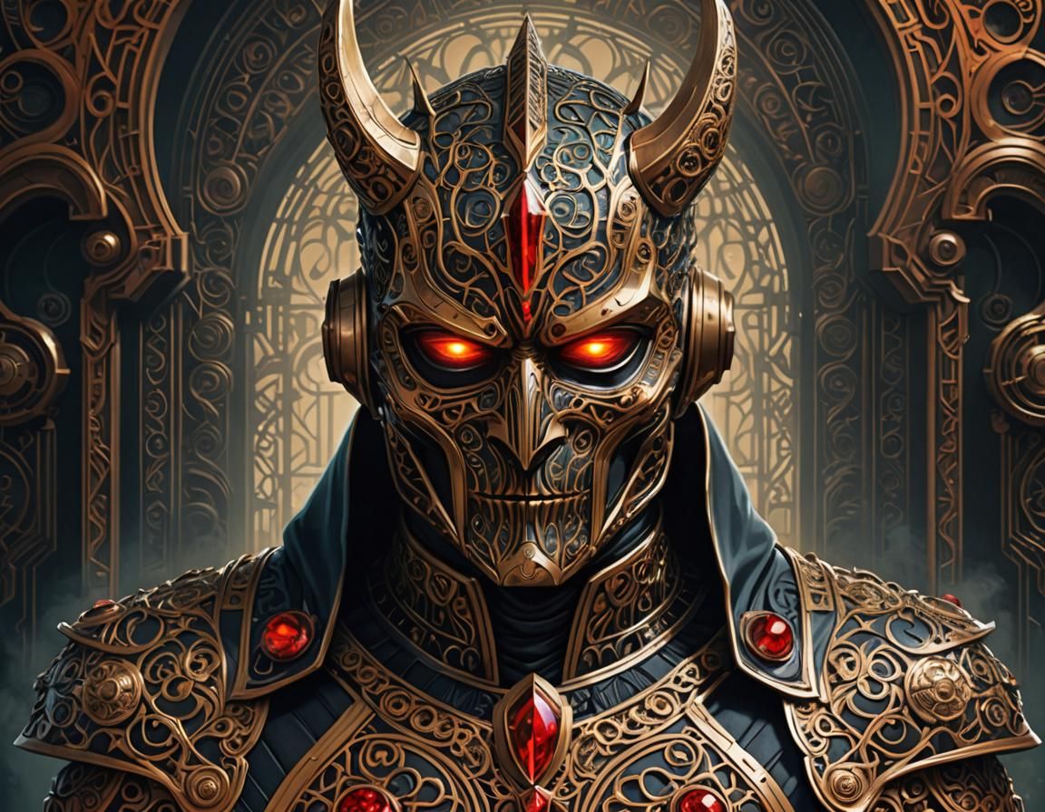 Hell Knight with beautiful mask, STYLE: art deco - AI Generated Artwork ...