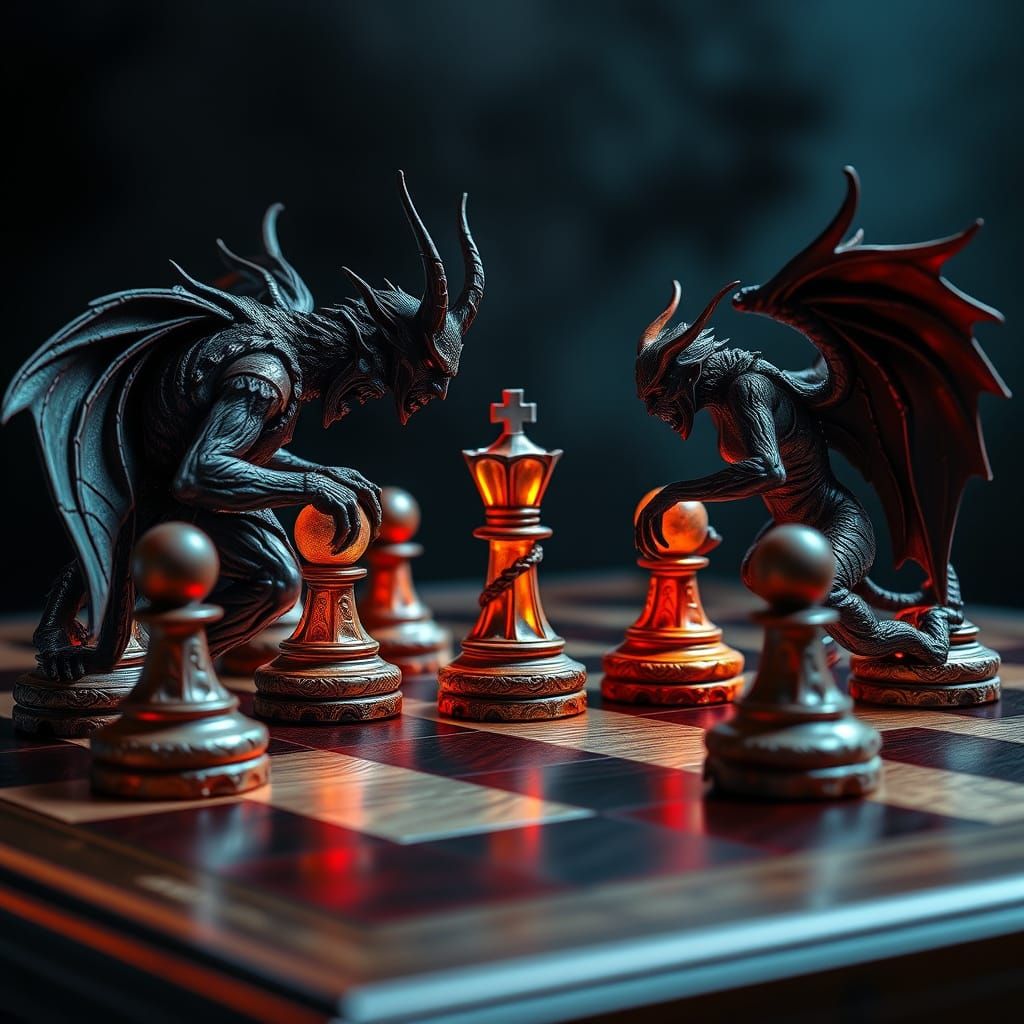 Demon Chess - Gothic Chess Pieces in a Haunting, High-Stakes...