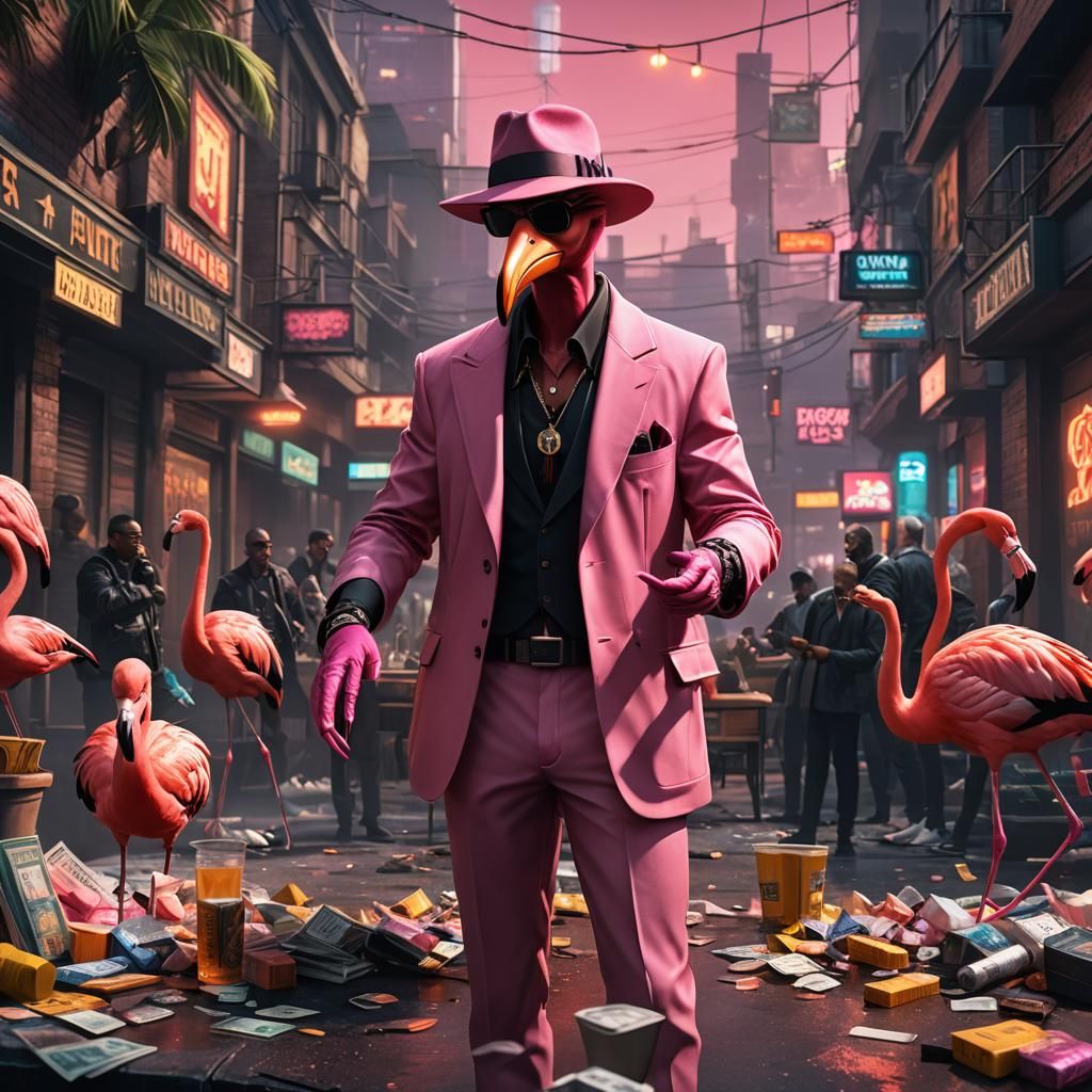 Gangsta Flamingo - AI Generated Artwork - NightCafe Creator