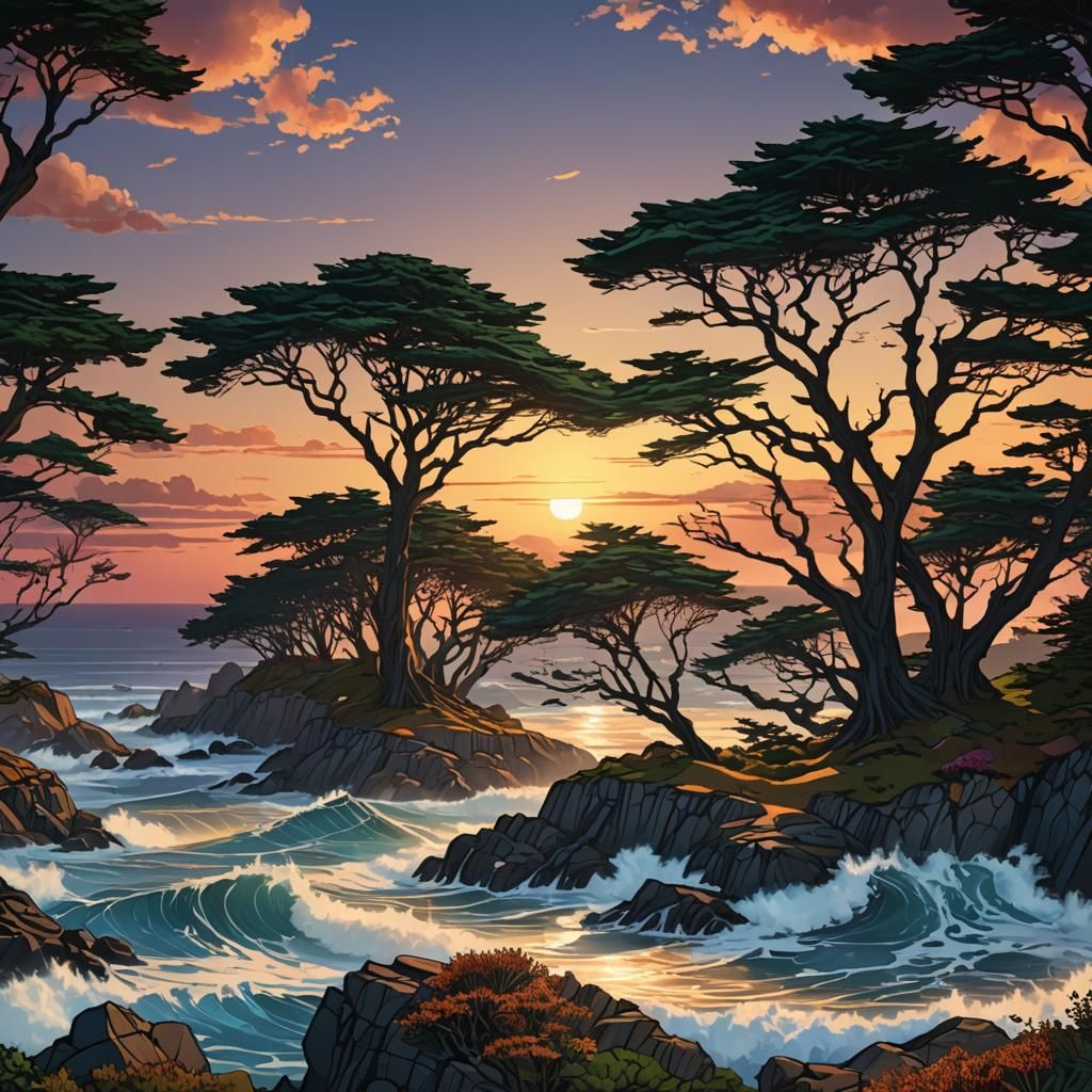 Monterey Pines - AI Generated Artwork - NightCafe Creator